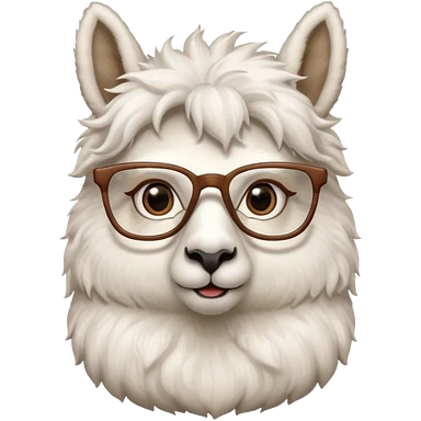 White Llama with prescription glasses emoji | AI Emoji Generator
