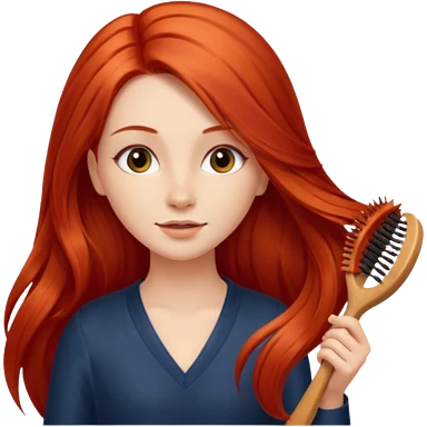 A woman brushing her red hair emoji | AI Emoji Generator