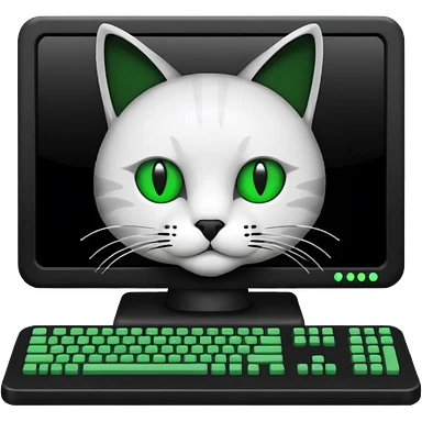 mac os icon code computer retro terminal, black, green white, cat draw ...