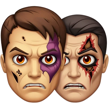 one half normal face other half burnt skin emoji | AI Emoji Generator