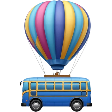 make me a high definition emoji of a Blue bus suspended by a single hot ...