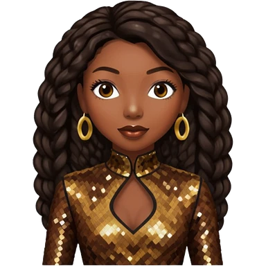 Brandy Norwood with long dark brown hair, dark brown sequin outfit ...