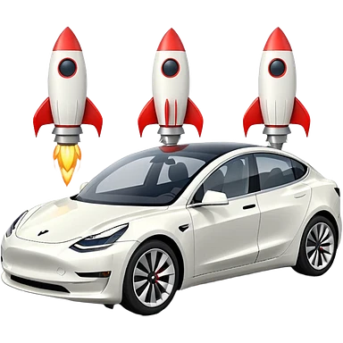 Tesla model 3 white with small rocket mounted flat on roof for extra ...