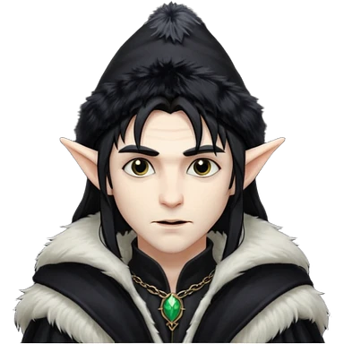 Male long hair vampire elf with furry hat emoji | AI Emoji Generator