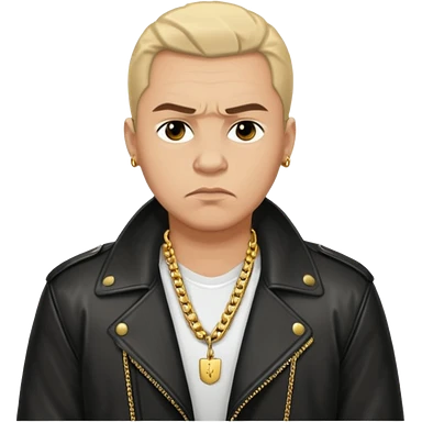 Russian 1990s gangster emoji, leather jacket,, serious face, cartoon ...