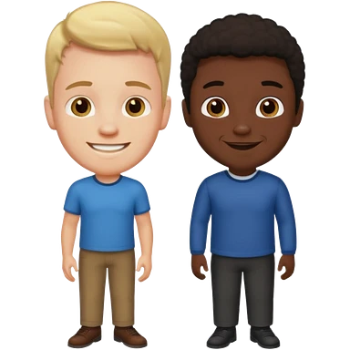 Tall white guy with midget black guy emoji | AI Emoji Generator