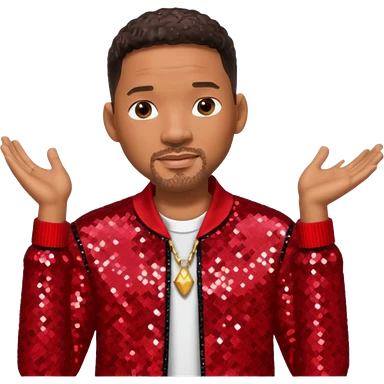 Will Smith with dark brown hair, red sequin outfit emoji | AI Emoji ...
