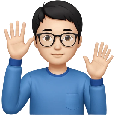 3D avatar of a Korean male frontend developer, clean 5:5 middle part ...