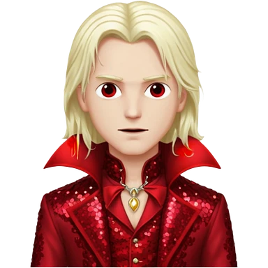Alucard, Son of Dracula with long platinum blonde hair, black sequin ...
