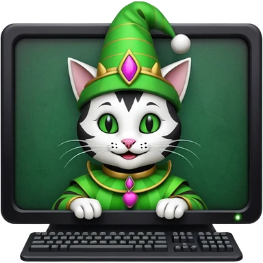 mac os icon code computer retro terminal, black, green white, cat draw ...