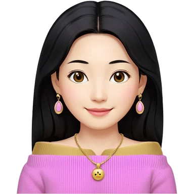 South Korean girl in her mid-thirties with long black hair parted in ...