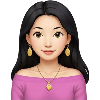 A South Korean girl in her thirties with long black soft wavy hair with ...