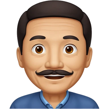 Old Chinese man with dark hair and full mustache emoji | AI Emoji Generator
