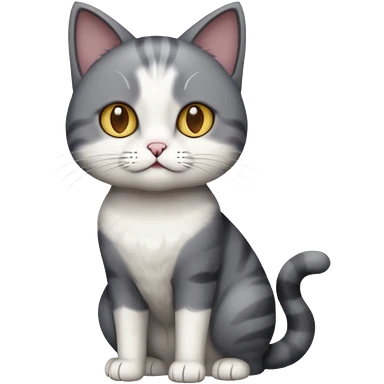full body large short hair dark grey and white cat emoji | AI Emoji ...