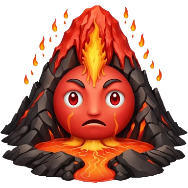 Create a volcano with its eyes tightly shut red face emoji | AI Emoji ...