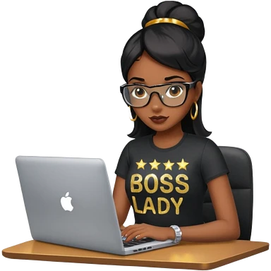 black pretty girl working hard with sparkles on laptop "boss lady ...