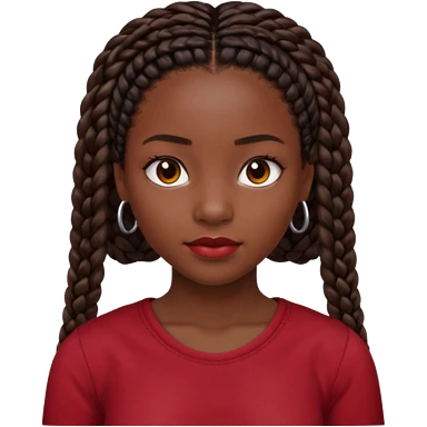 Black girl with box braids and a dark red top emoji | AI Emoji Generator