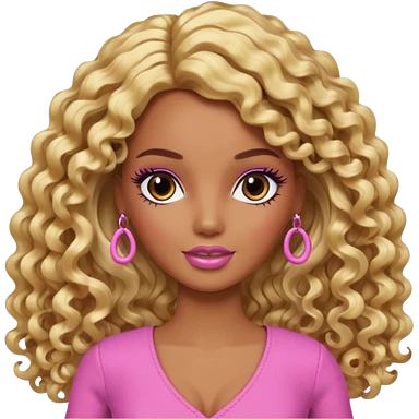 brown skin long curly blonde barbie with long lashes emoji | AI Emoji ...