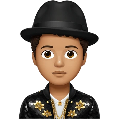 Bruno Mars with dark brown hair, black sequin outfit emoji | AI Emoji ...