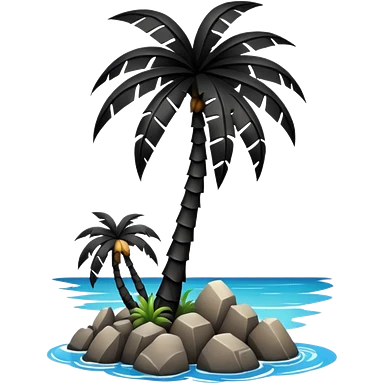 Isla y palmeras negras, en la noche, emoji | AI Emoji Generator