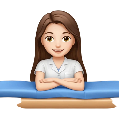 smiling white long brunette hair girl with hazel eyes laying on massage ...