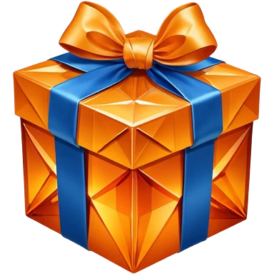 orange crystal gift box with blue ribbon emoji | AI Emoji Generator