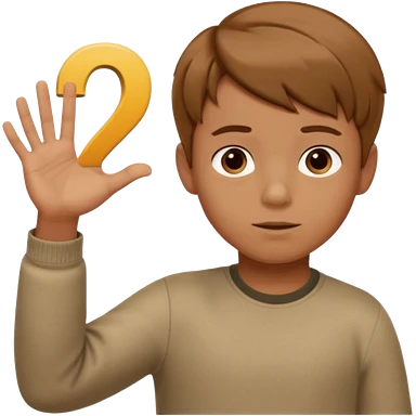 A boy shrugging with the number 6 over one hand and the number 7 over ...