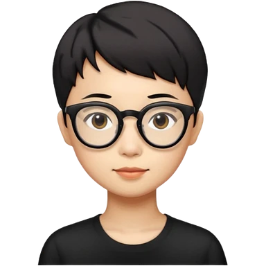 singapore chinese, black very short hair, wear black frame glasses ...