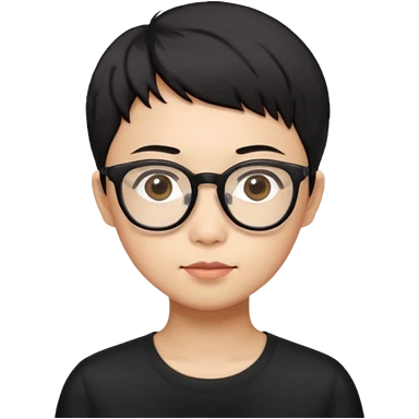 singapore chinese, black very short hair, wear black frame glasses ...