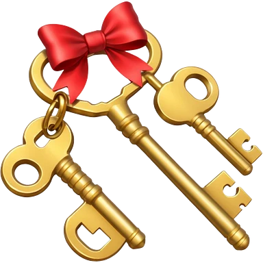 gold 2 keys with a red bow emoji | AI Emoji Generator