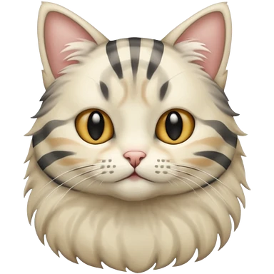 striped cat with hair in cream and gray colors emoji | AI Emoji Generator