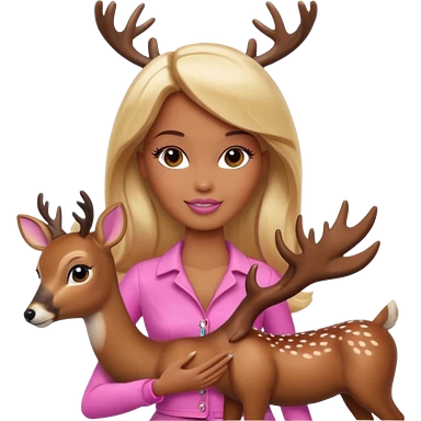 brown skin blonde barbie with deer emoji | AI Emoji Generator