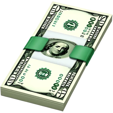 3D realistic US 100 dollar bill sticker, slight perspective, centered ...