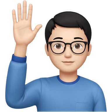 3D avatar of a Korean male frontend developer, clean 5:5 middle part ...