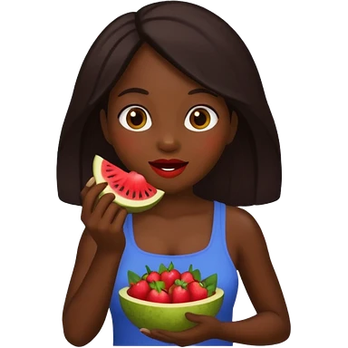 dark skin woman eating fruit emoji | AI Emoji Generator