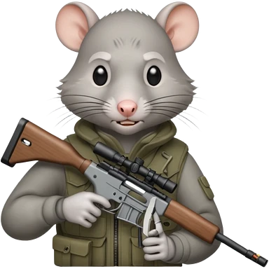 a crazed rat holding a sniper rifle emoji | AI Emoji Generator