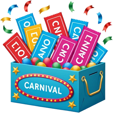 a box marked carnival pack with tickets as a bundle emoji | AI Emoji ...