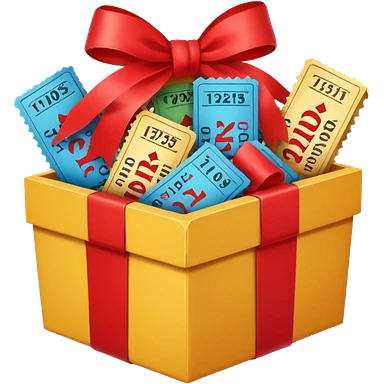 a box with the words "carnival pack" with tickets as a bundle, confetti ...