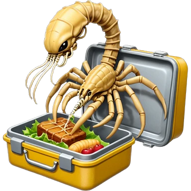 The Predator, as in the 1987 movie, eating an Alien facehugger from a ...