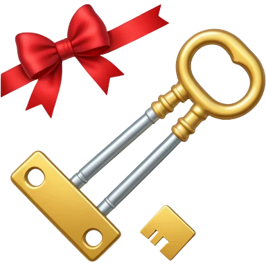 gold two keys tied with a red bow emoji | AI Emoji Generator