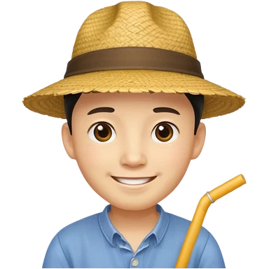 Chinese guy stereotype with straw hat and little eyes emoji | AI Emoji ...