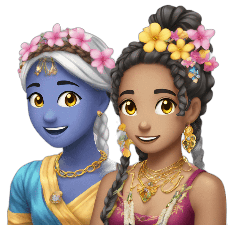 beautiful girls smiling in flowers emoji | AI Emoji Generator