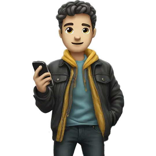 boy takes reflective phone selfie emoji | AI Emoji Generator