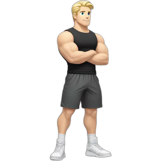 Full height Pale skinned fit man With Wide jaw, biceps and blonde hair ...