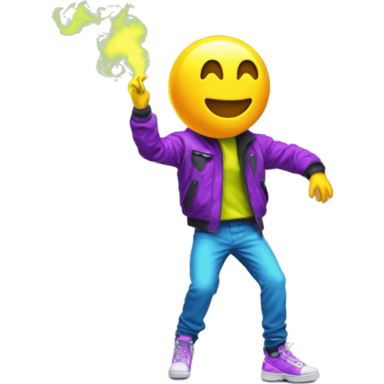 Rave party dancing neon smoking emoji | AI Emoji Generator