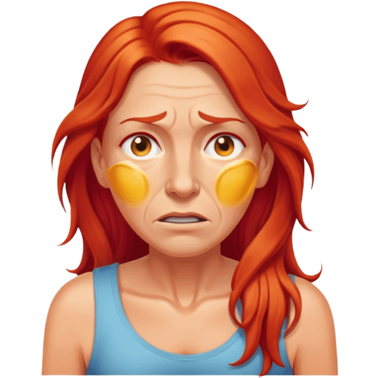 50 year old woman sweating suffering heat long red hair emoji | AI ...